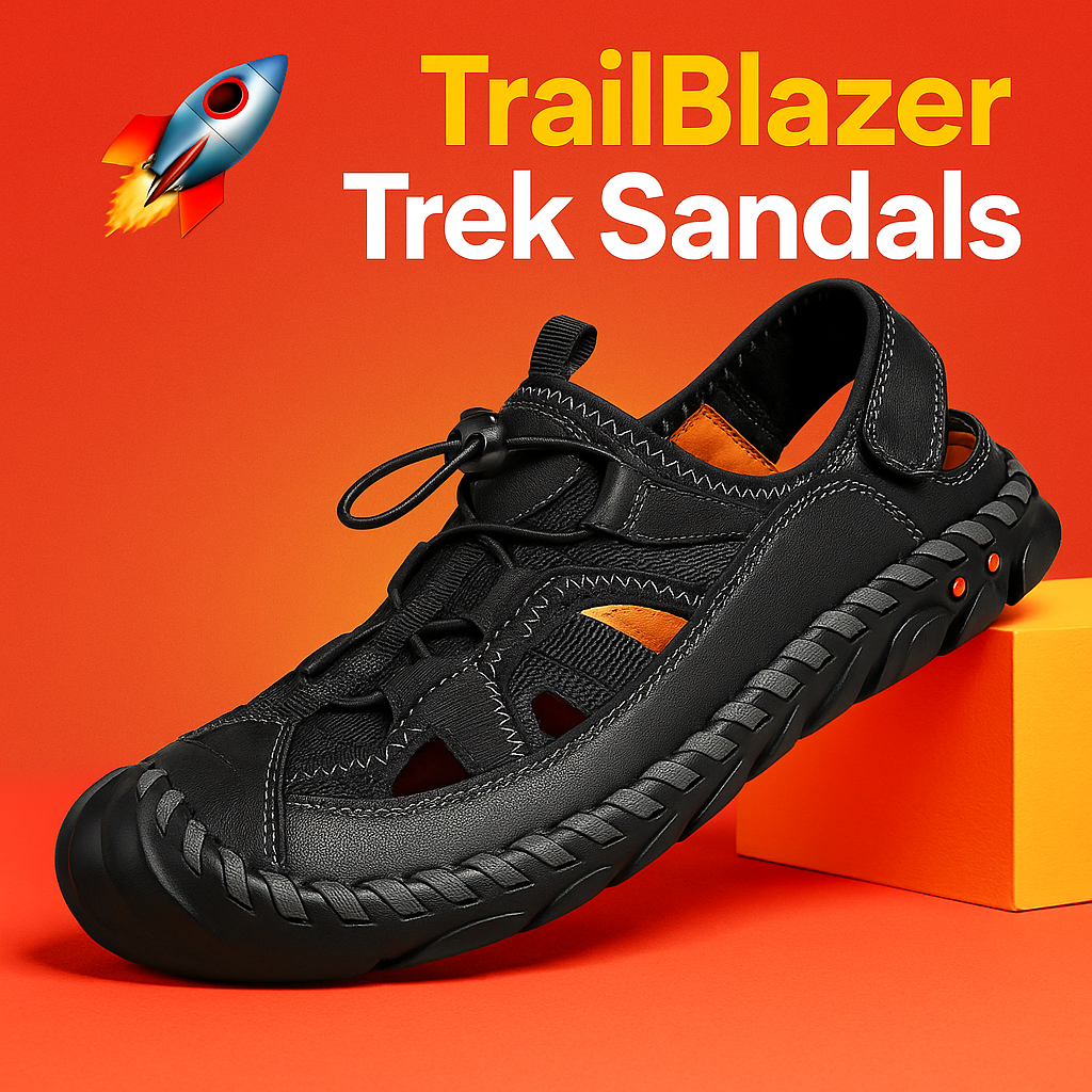 👞 🧗 Trail Blazer Trek premium Sandals ⚫ | FLAT 45% Off 🔥 – happycart